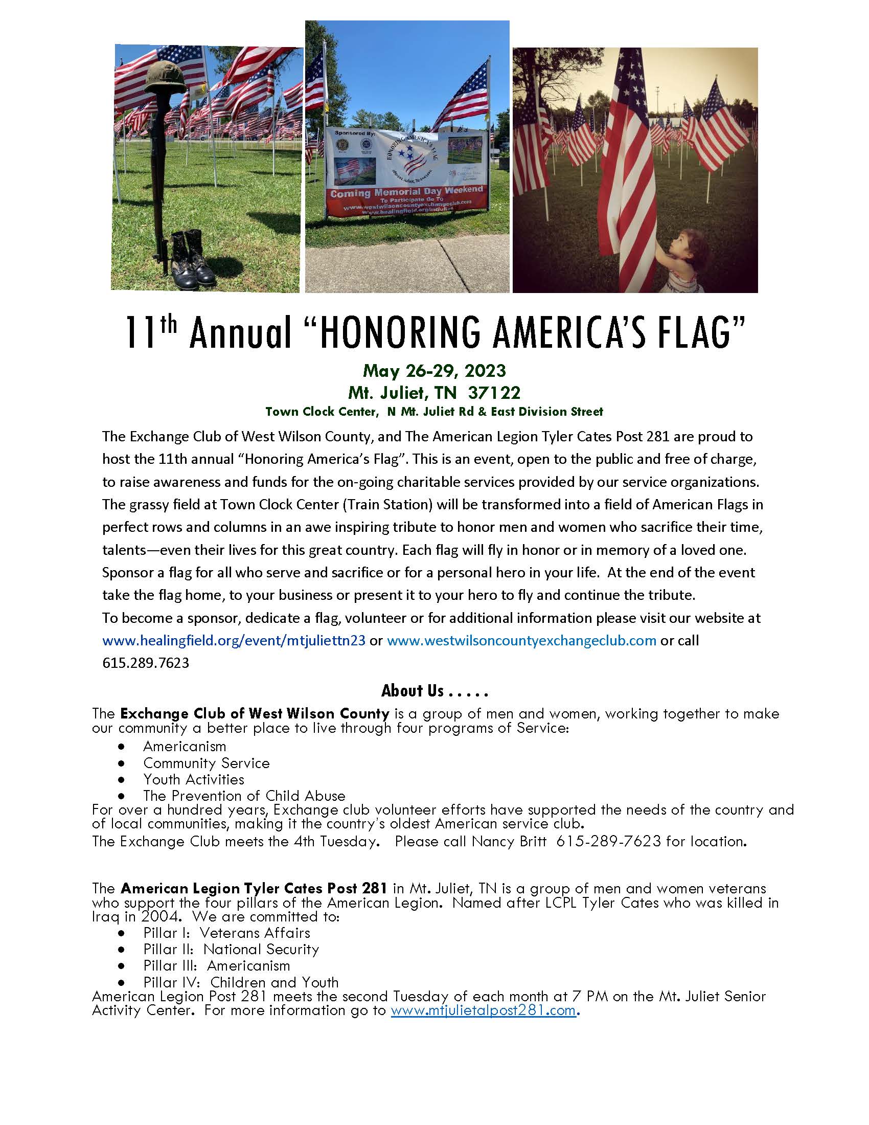11th ANNUAL HONORING AMERICA’S FLAG EVENT – Tyler Cates American Legion ...